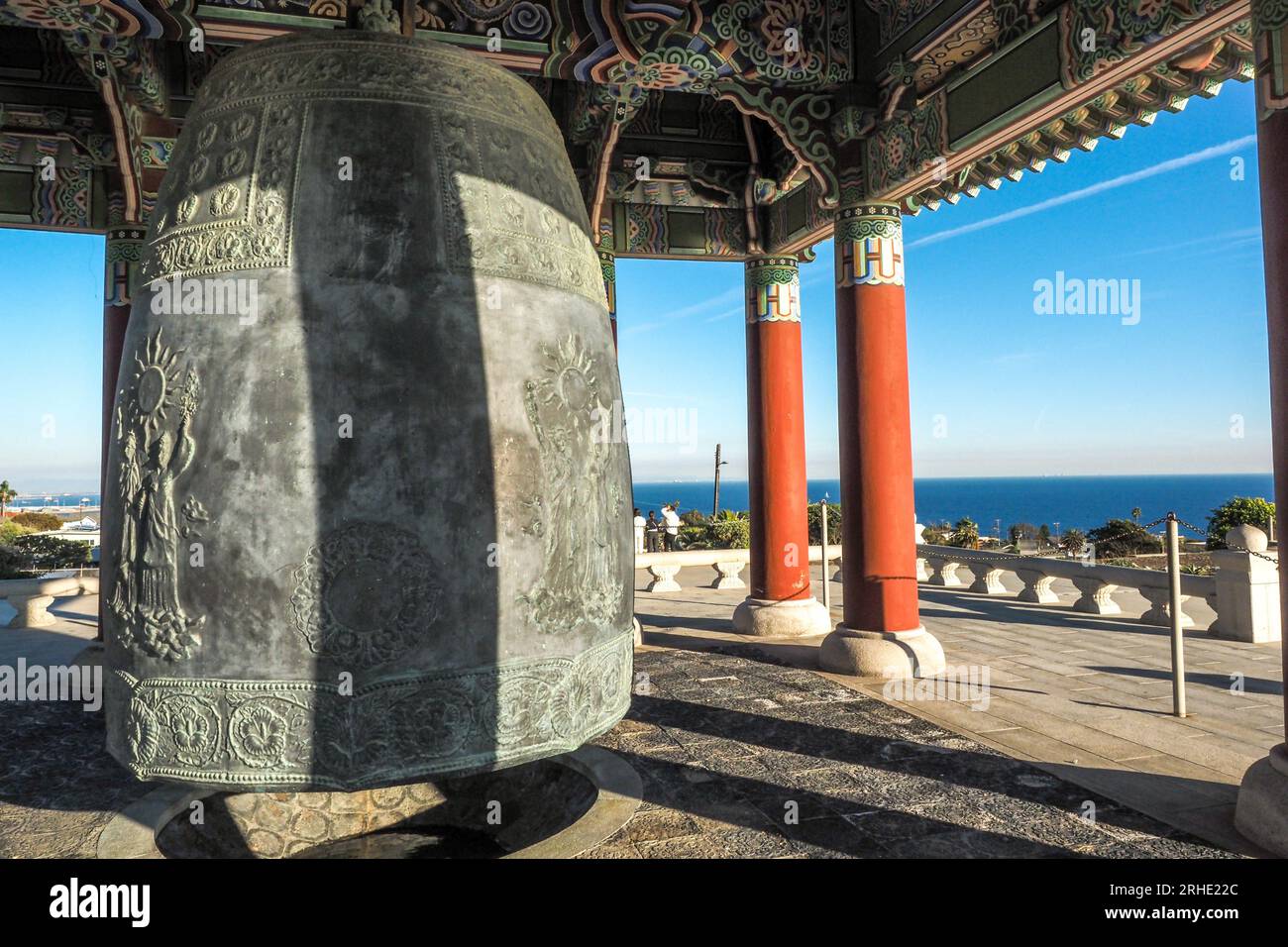 Korean Friendship Bell, massive bronze bell housed in a stone pavilion ...
