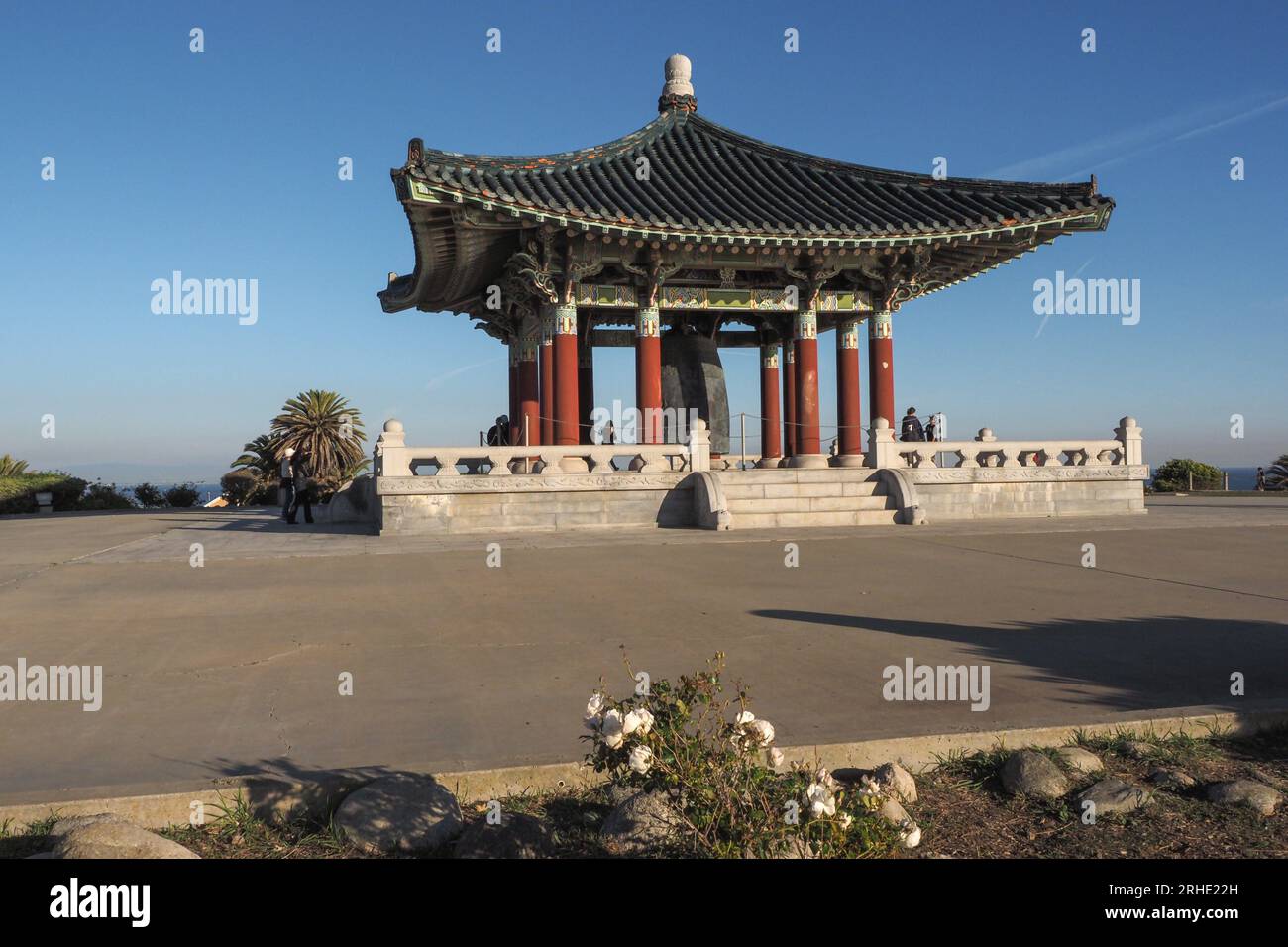 Korean Friendship Bell, massive bronze bell housed in a stone pavilion ...