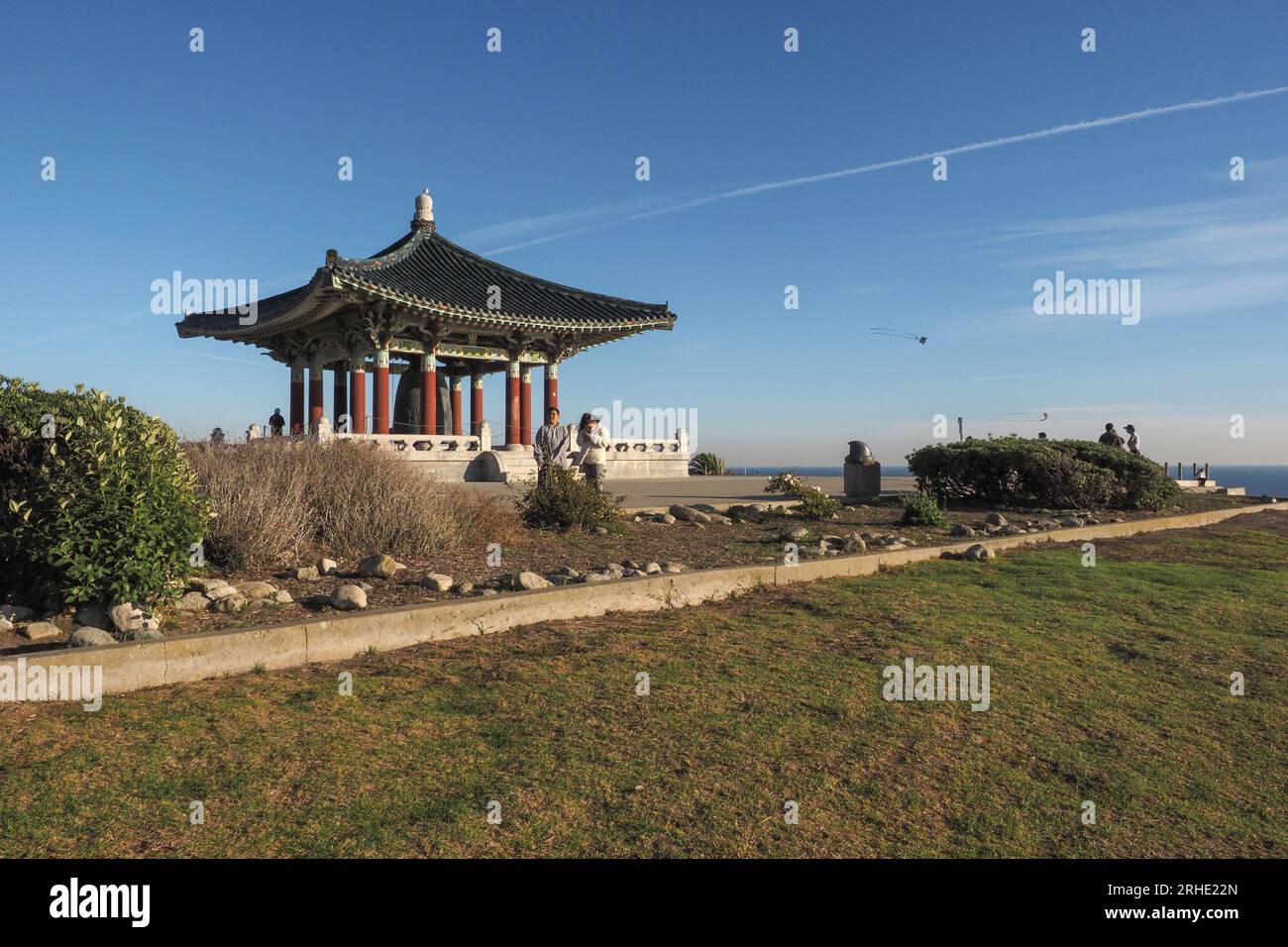 Korean Friendship Bell, massive bronze bell housed in a stone pavilion ...