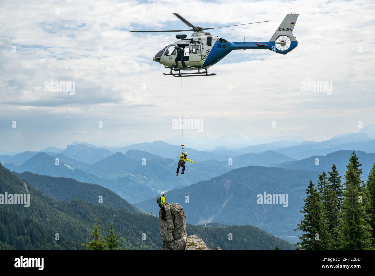Aschau Im Chiemgau, Germany. 16th Aug, 2023. A police helicopter ...