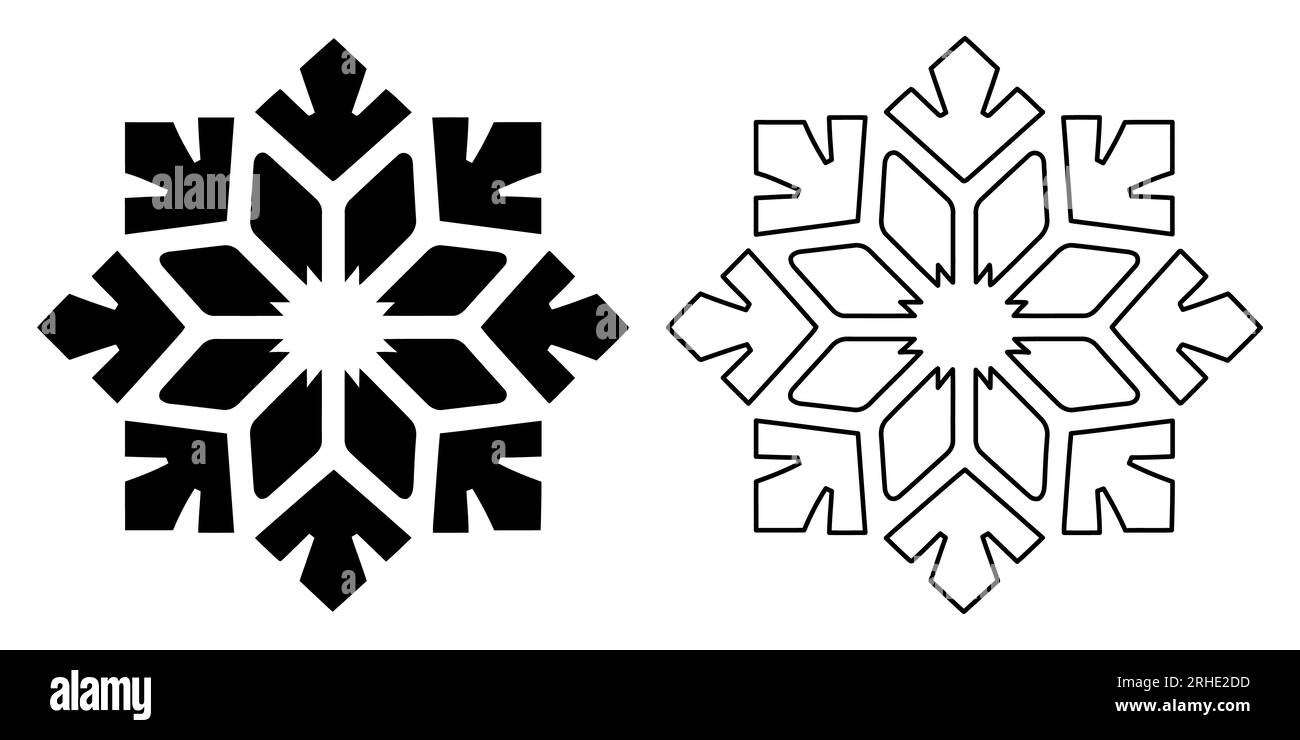 Snowflake icon. Black snowflake icons on white background. Vector ...