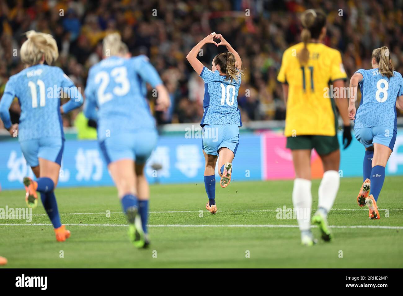 Sydney, Australia. 16th Aug, 2023. England's Ella Toone (C) celebrates ...