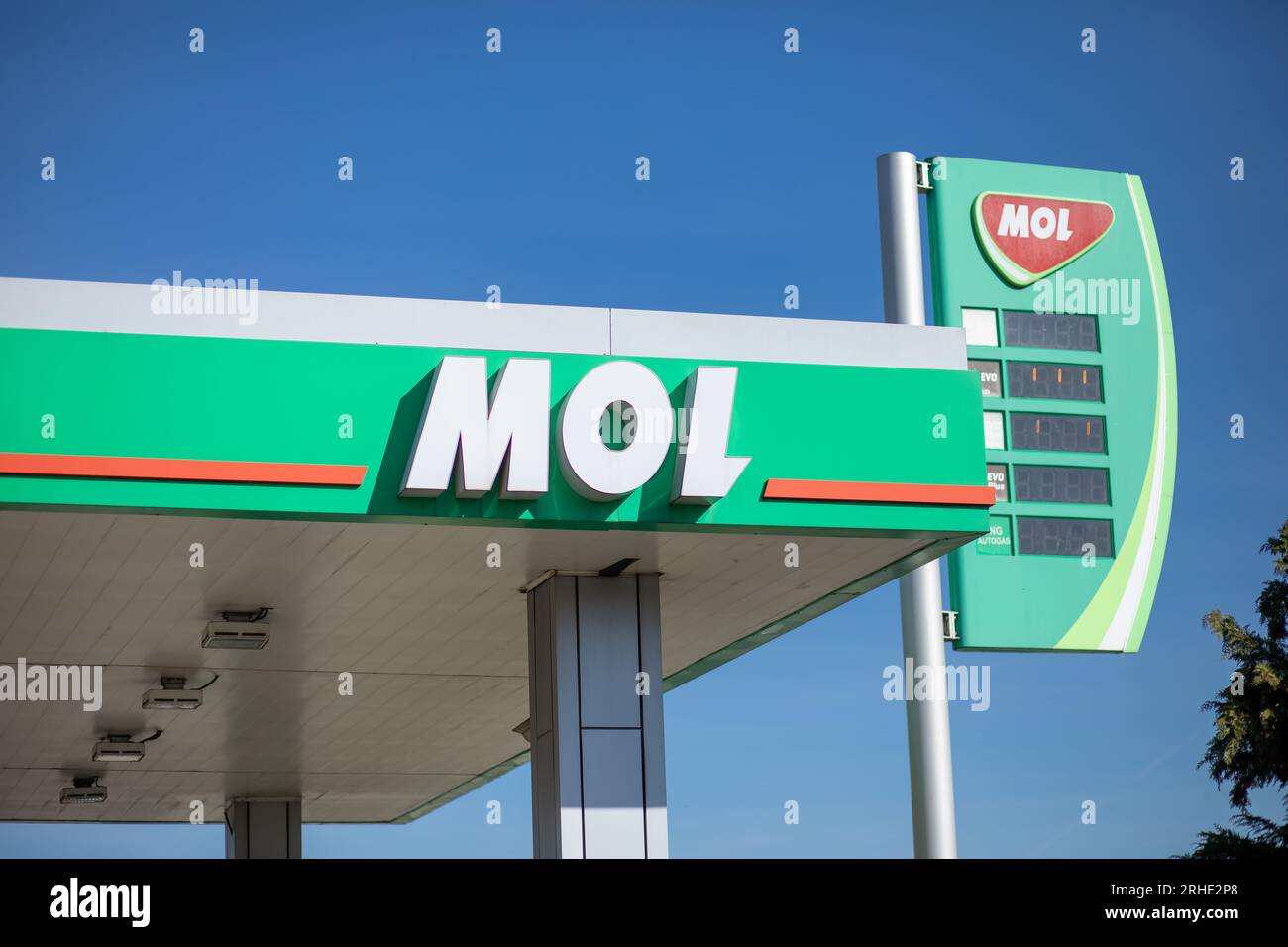 Valjevo, Serbia - March 24, 2023: MOL logo on gas station in Valjevo ...