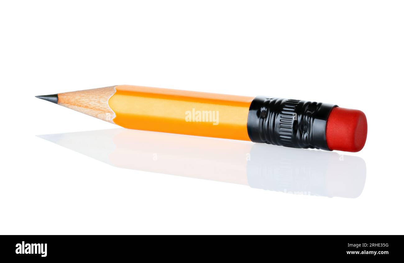 Short pencil on white background close-up, school and office supplies ...