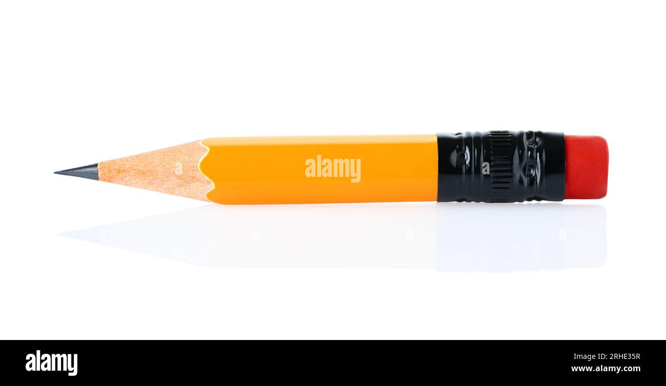 Short pencil on white background close-up, school and office supplies ...