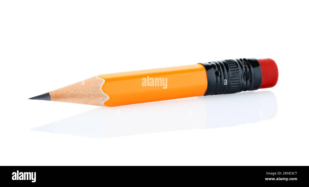 Short pencil on white background close-up, school and office supplies ...