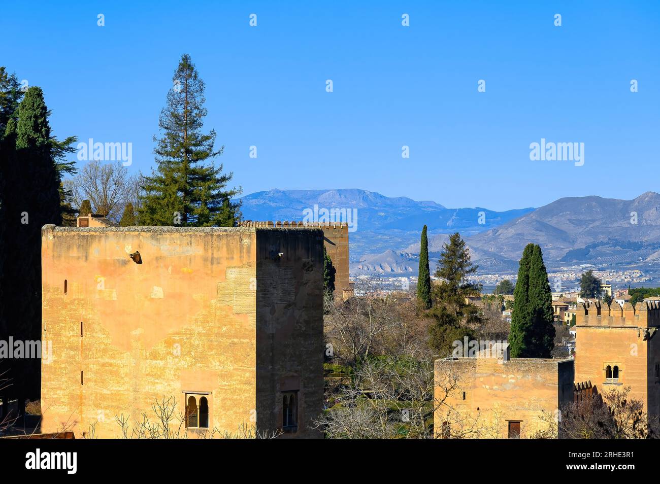 Alhambra, Spain - August 5, 2023: Medieval towers in the fortified ...