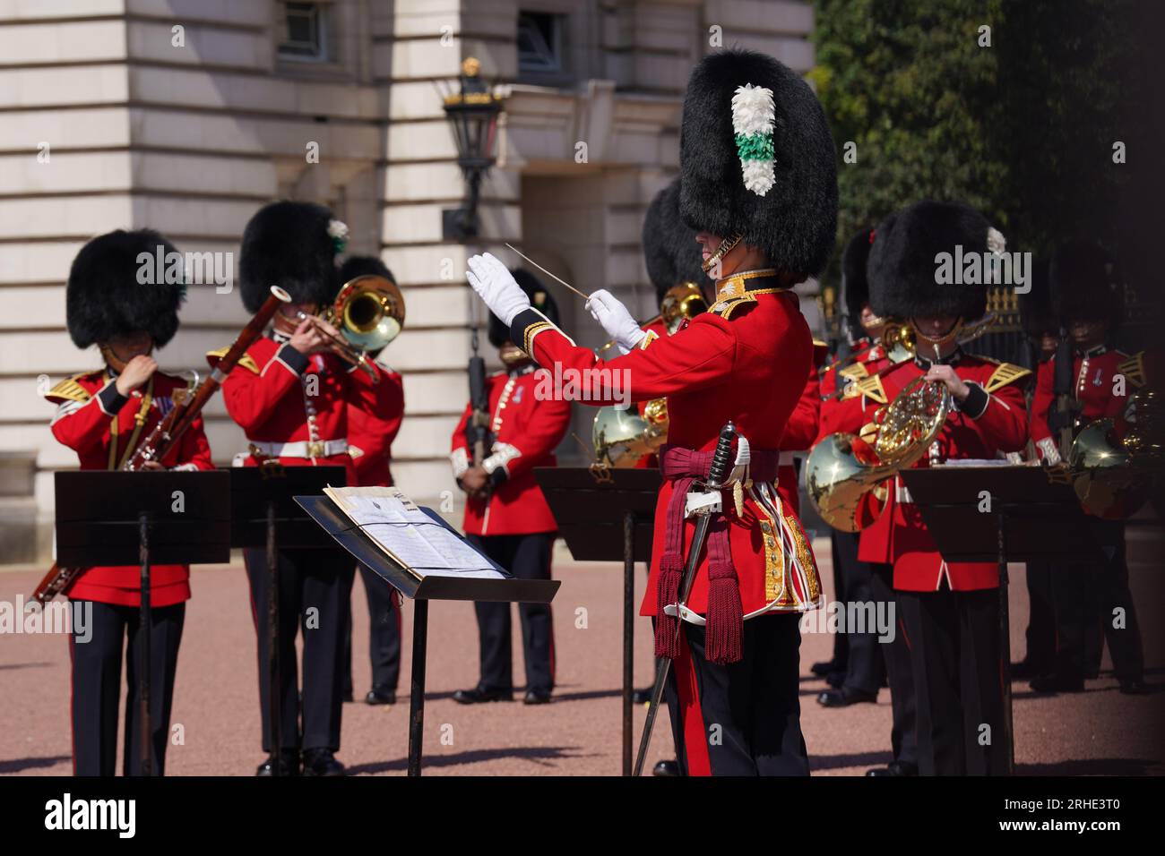 The Welsh Guards Band led by Band Major, Major Petritz-Watts, the first ...