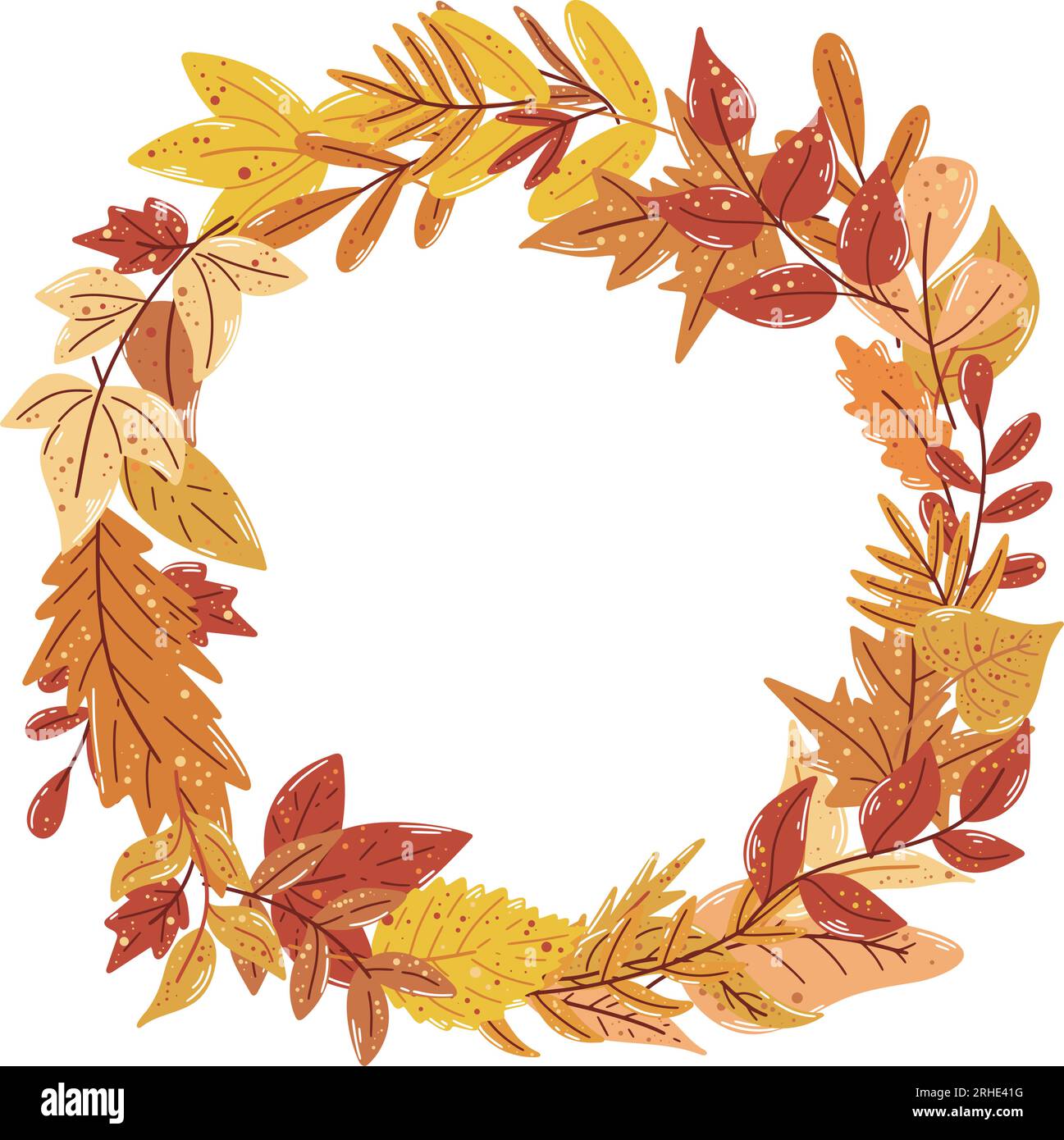 Round autumn leafy wreath vector illustration Stock Vector Image & Art ...