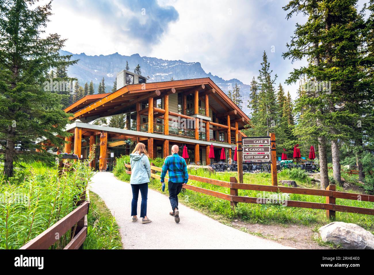 Moraine Lake Lodge, Moraine Lake during summer in Banff National Park ...