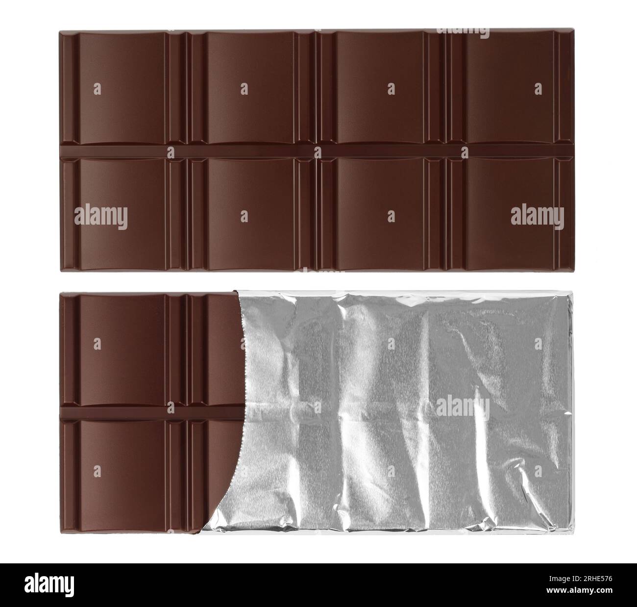 Set of Chocolate Bars wrapped in foil and not close-up, on white ...