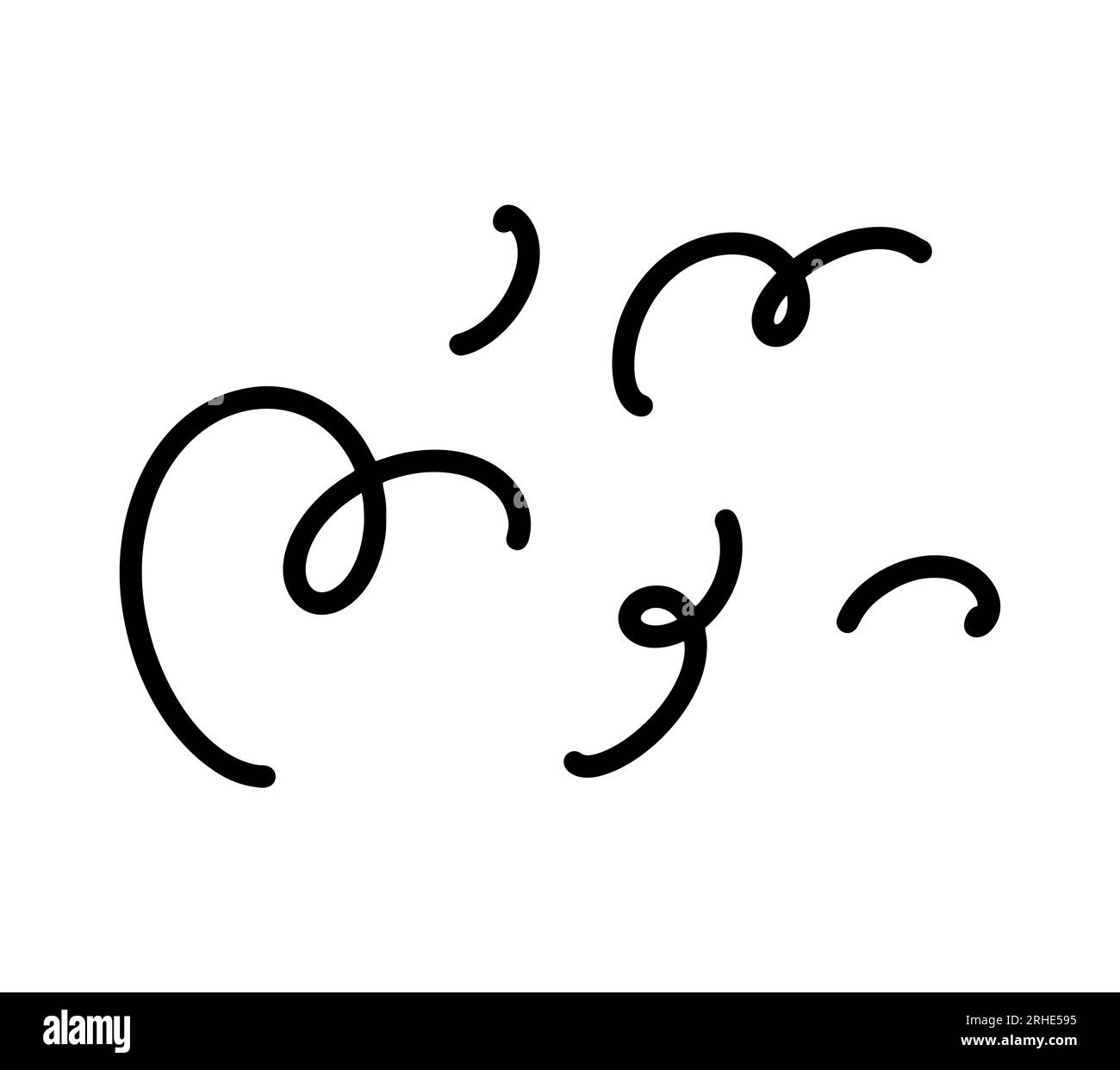 Black hand drawn curved swirled lines set. Scribble curly brush strokes ...