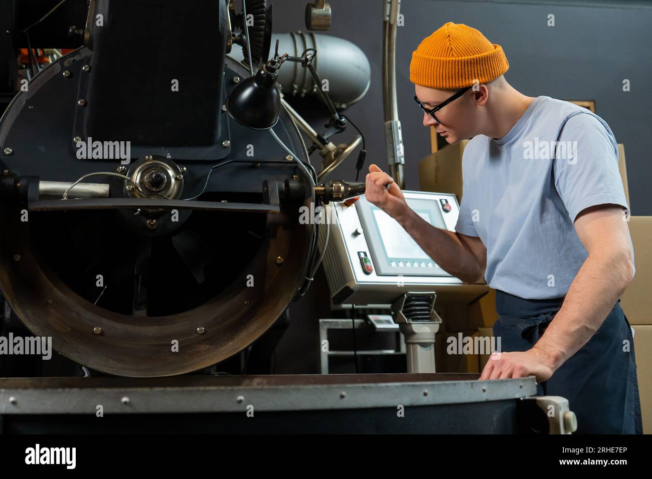 Modern coffee roasting factory, process of creating coffee Stock Photo ...