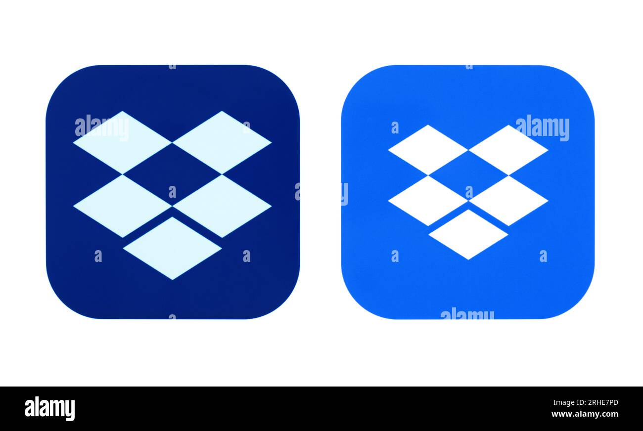 Kiev, Ukraine - August 28, 2022: New and old Dropbox icons printed on ...