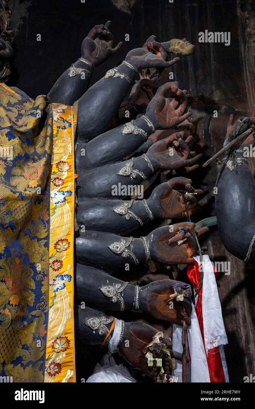 India, Ladakh, Leh Valley, Thiksey Gompa, multi-armed Vajra Bhairva ...