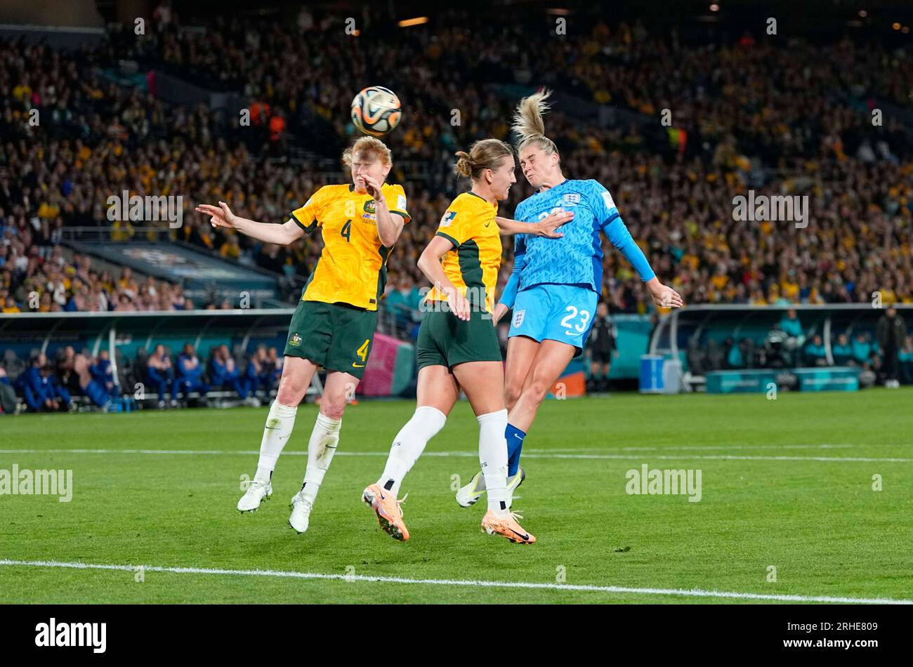 Sydney, Australia. August 16 2023: Alessia Russo (England) heads during ...