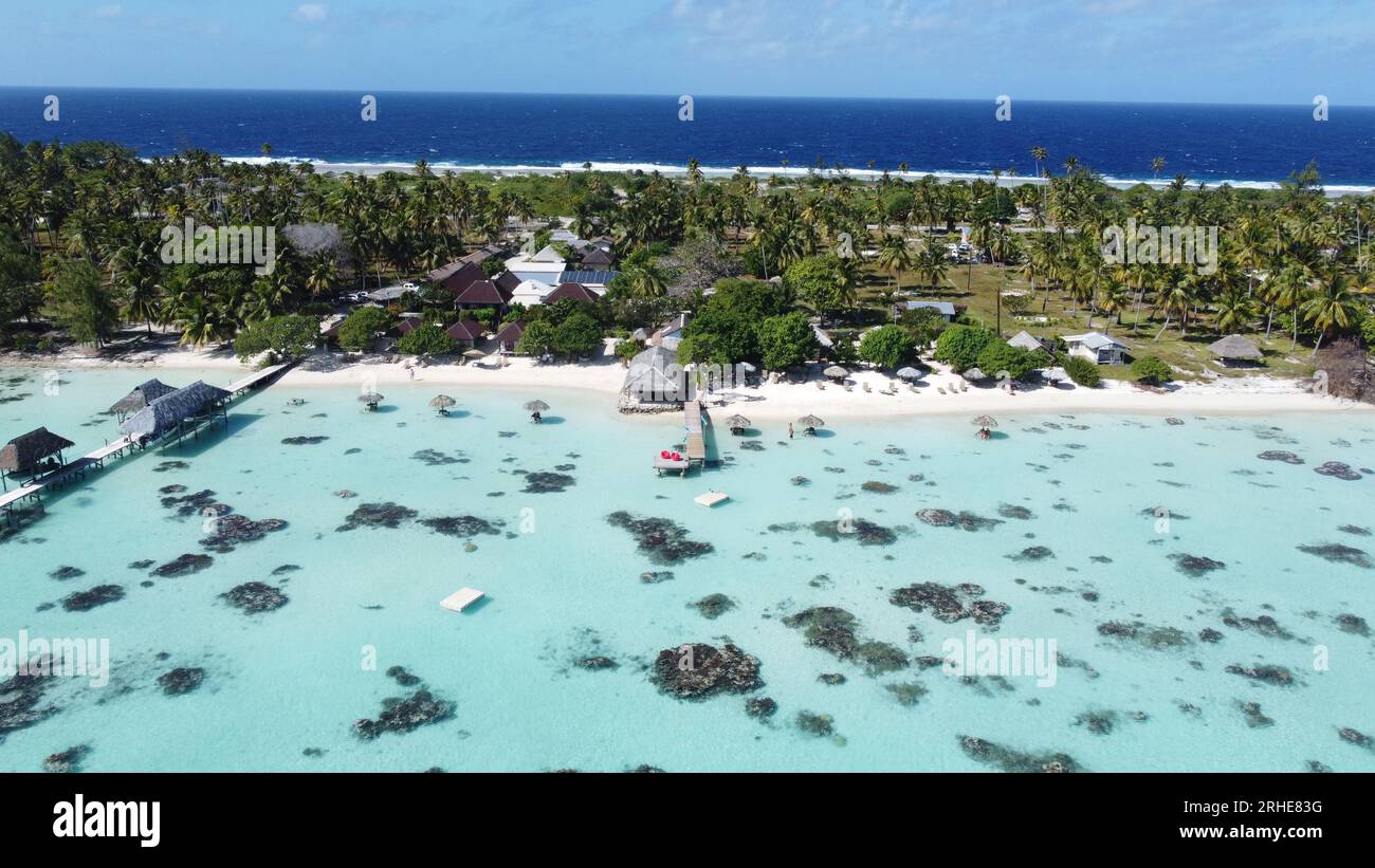 Aerial view of the stunning Fakarava Atoll; French Polynesia Stock ...