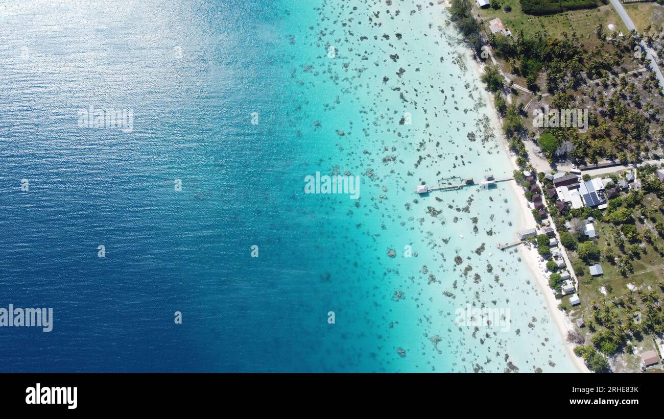 Aerial view of the stunning Fakarava Atoll; French Polynesia Stock ...