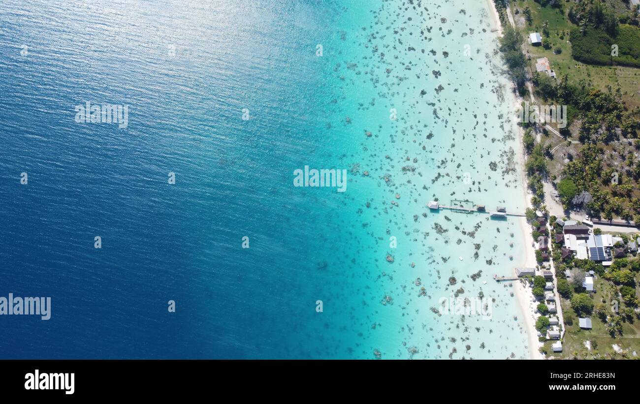 Aerial view of the stunning Fakarava Atoll; French Polynesia Stock ...