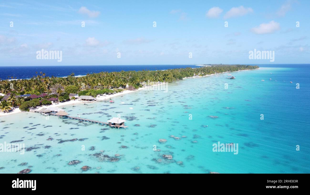 Aerial view of the stunning Fakarava Atoll; French Polynesia Stock ...