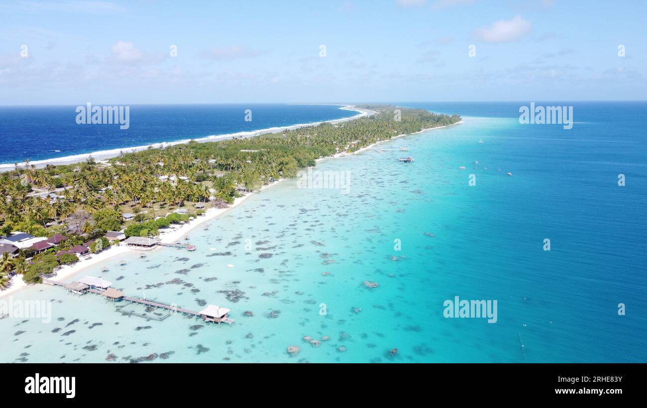 Aerial view of the stunning Fakarava Atoll; French Polynesia Stock ...