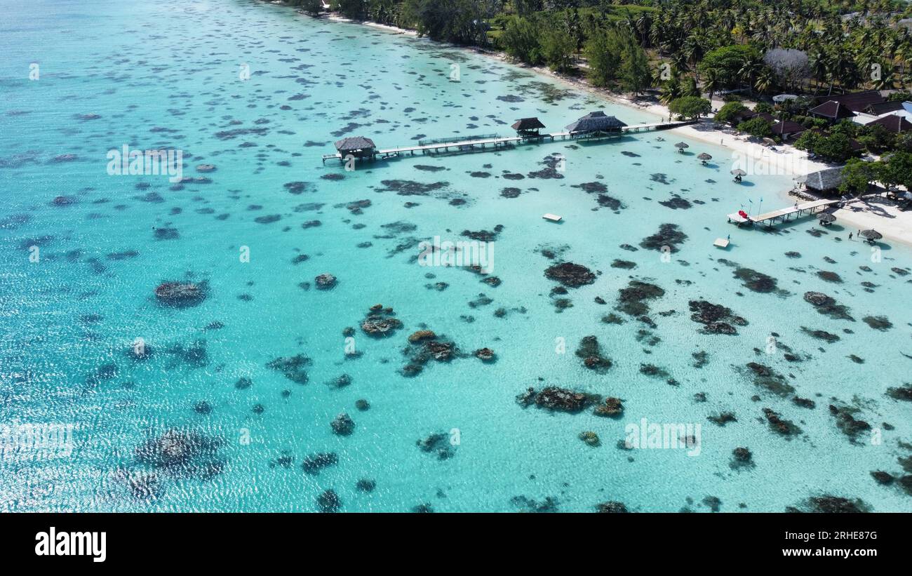 Aerial view of the stunning Fakarava Atoll; French Polynesia Stock ...