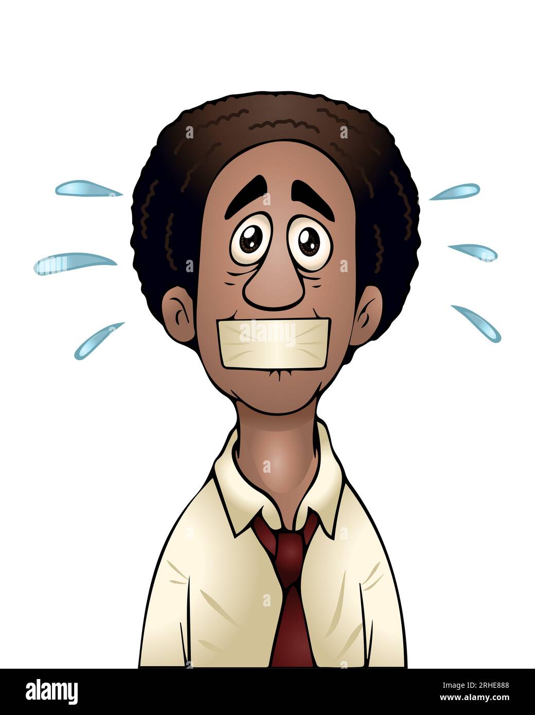 illustration of a silent black man on isolated white background Stock ...