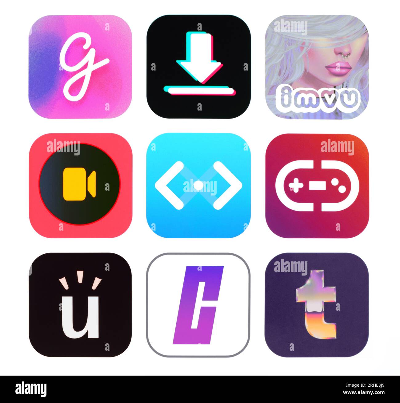 Kiev, Ukraine - January 17, 2023: Set of new popular mobile apps icons ...