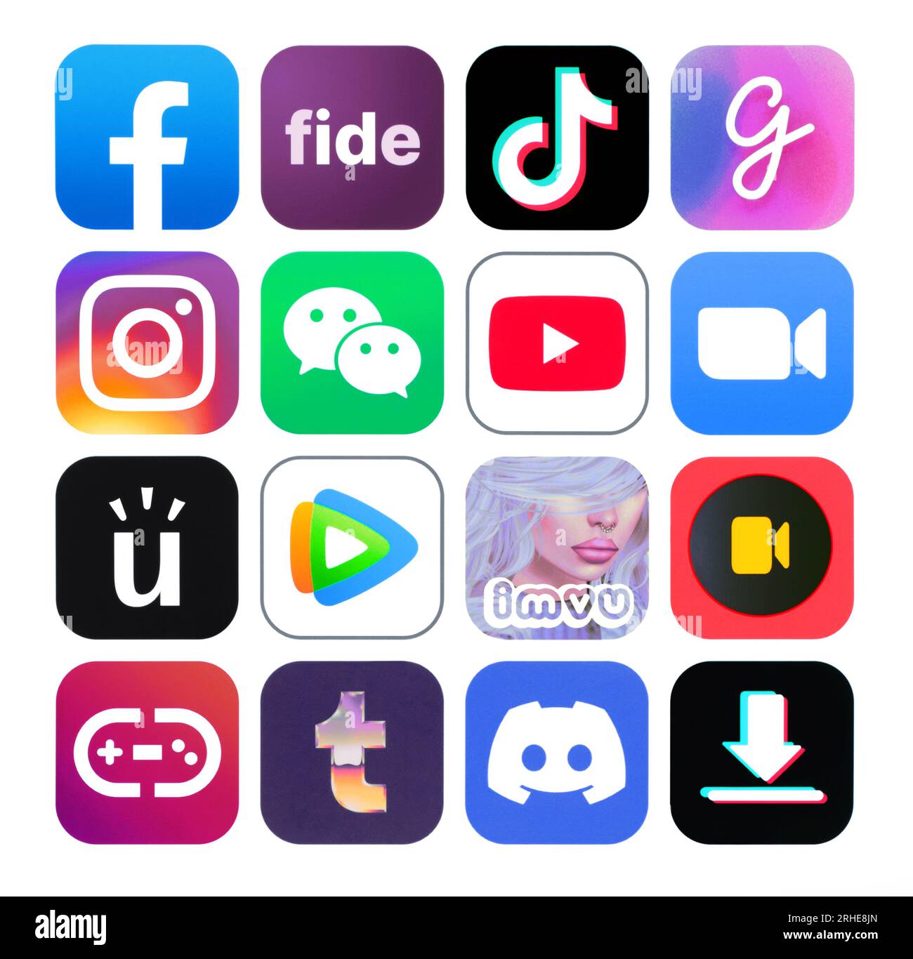 Kiev, Ukraine - January 17, 2023: Set of new popular mobile apps icons ...