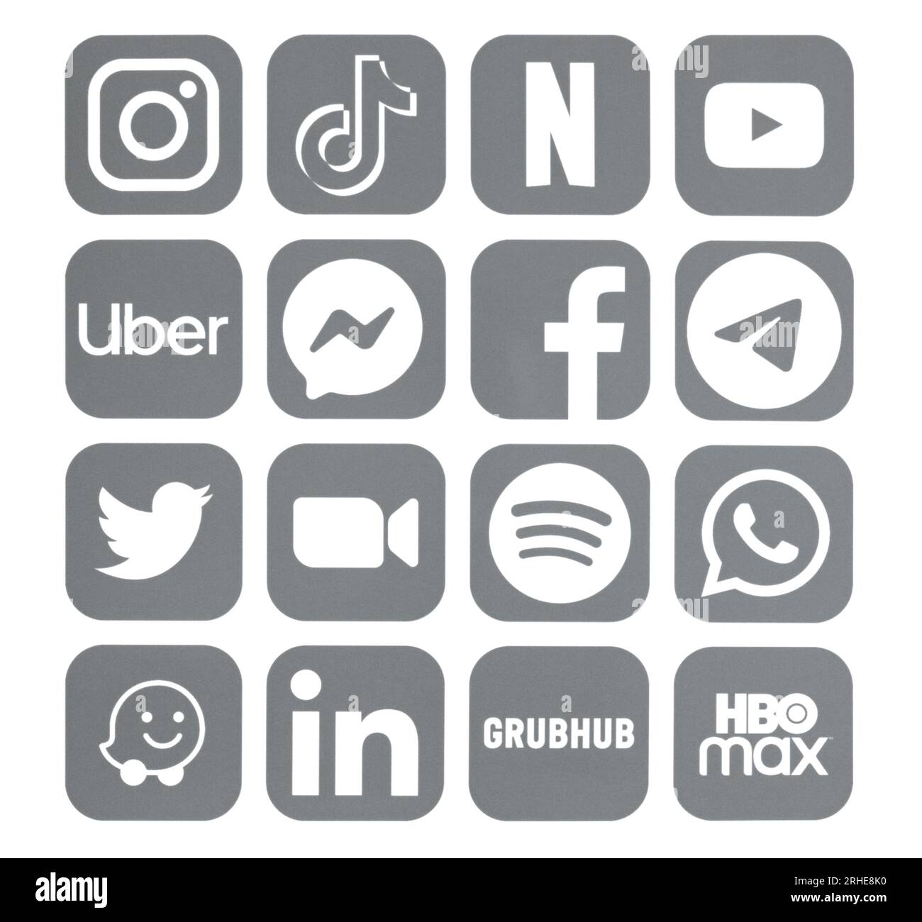 Gray Square Social Media Icons Mobile Phone