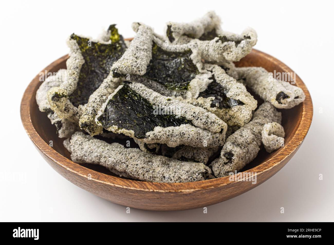 Glutinous rice fried seaweed snack on white background Stock Photo - Alamy