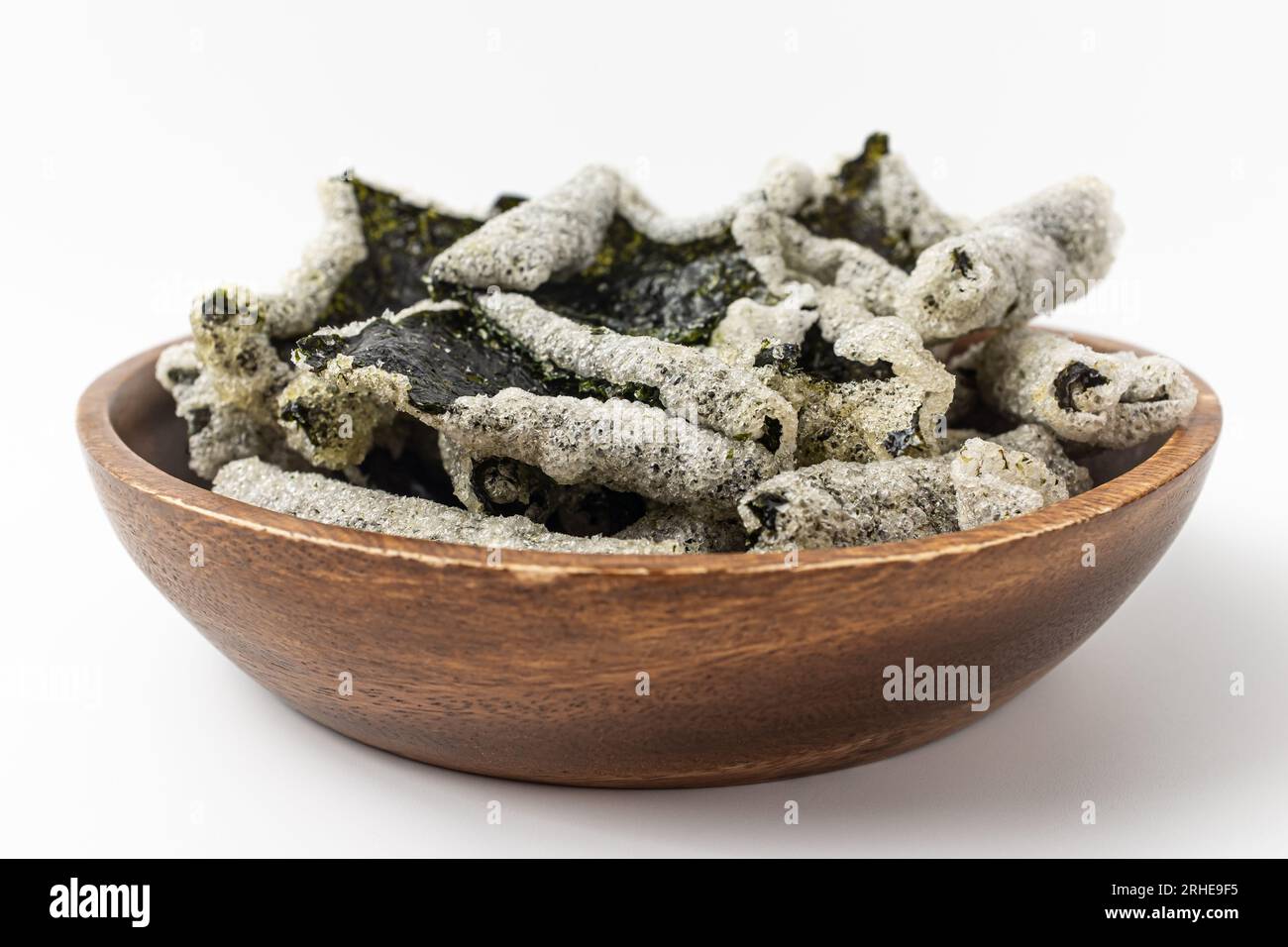 Glutinous rice fried seaweed snack on white background Stock Photo - Alamy