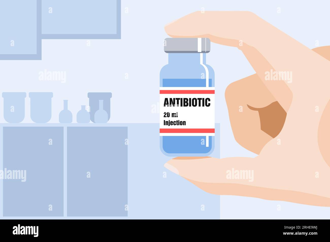 Antibiotic bottle. Hand holding antibiotic drug. Medicine vial ...