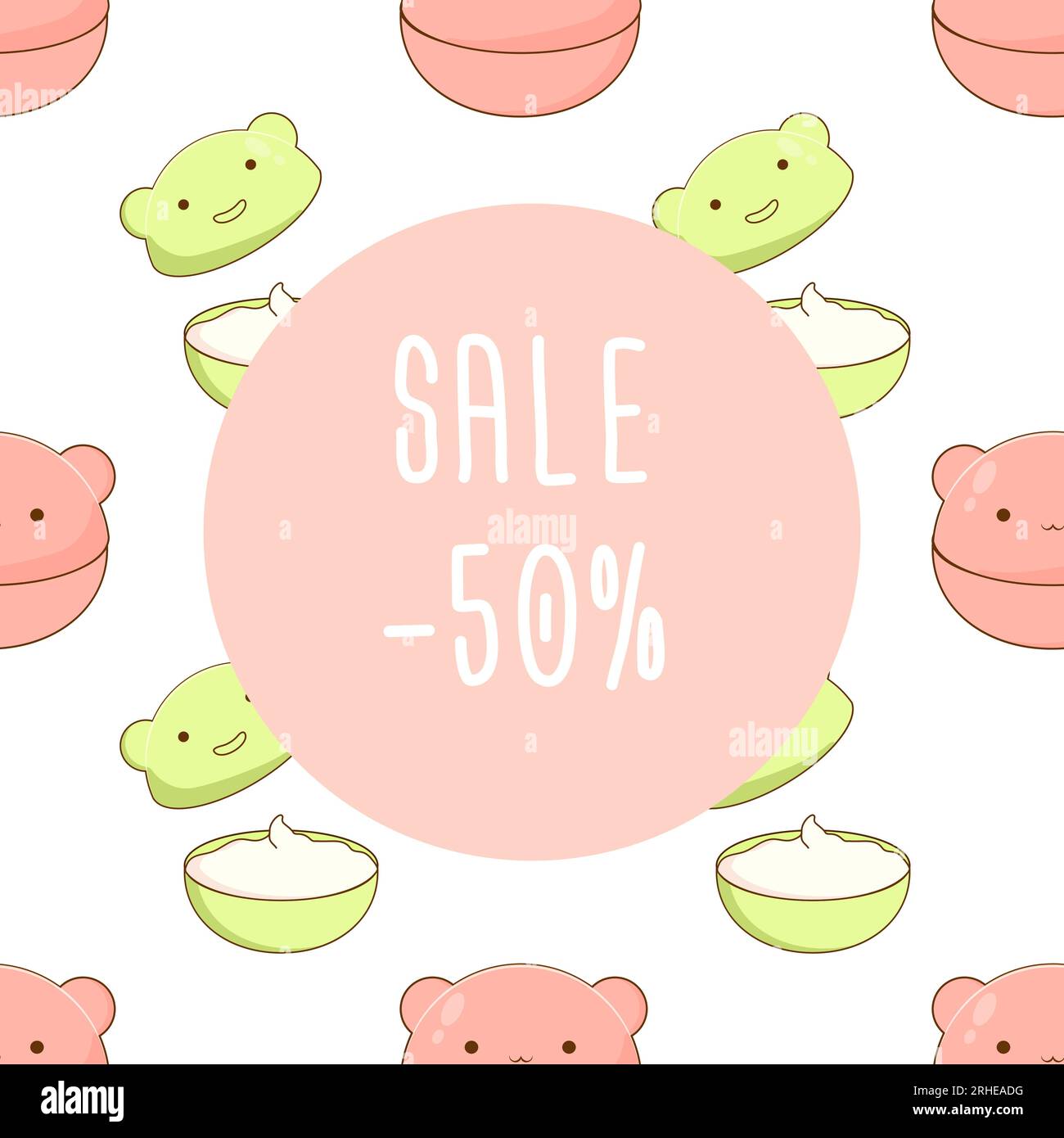 Discount banner discount sale on korean cosmetics cute. Vector ...