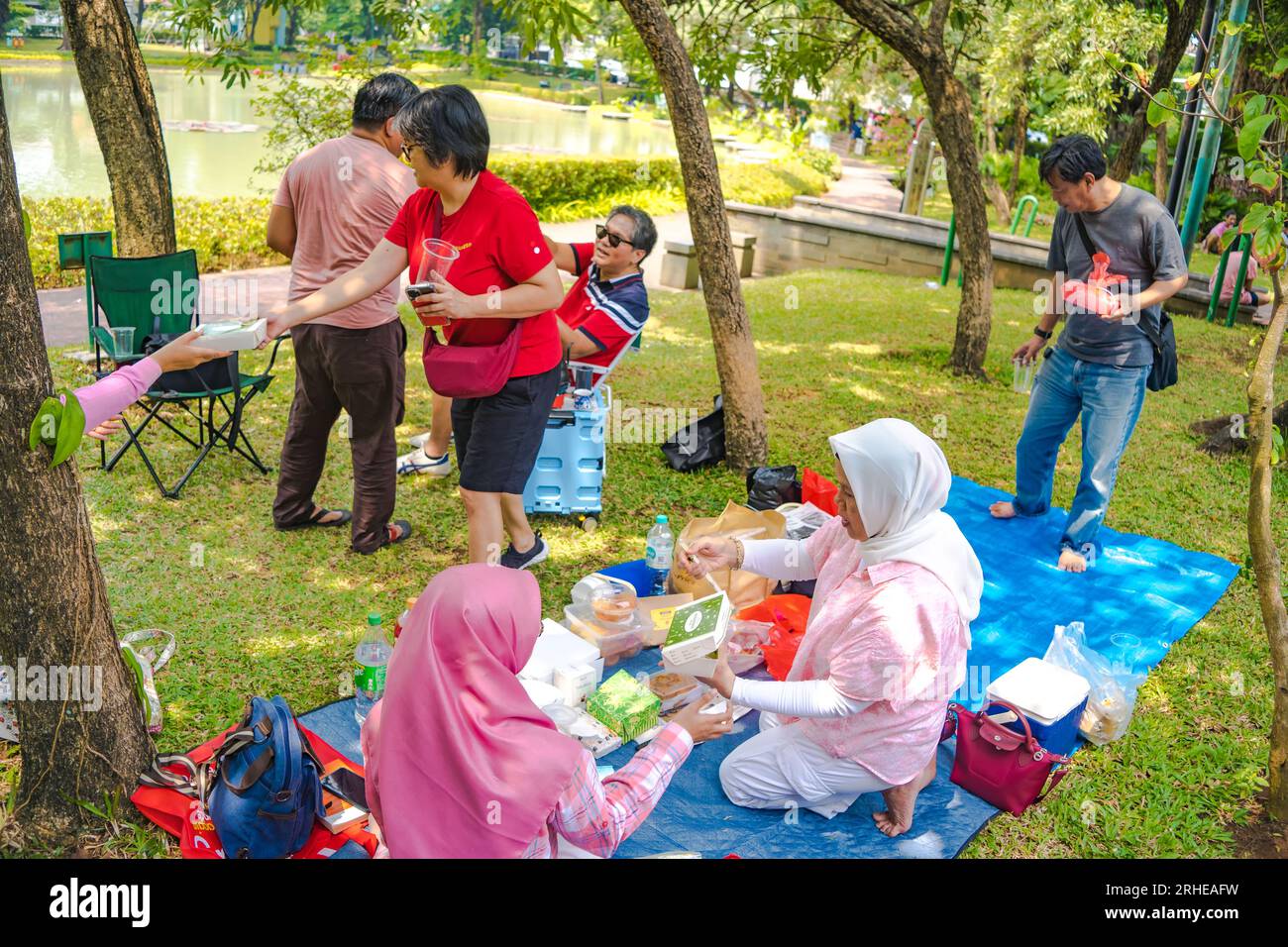 August 12, 2023. Jakarta, Indonesia. A group of people are having a ...