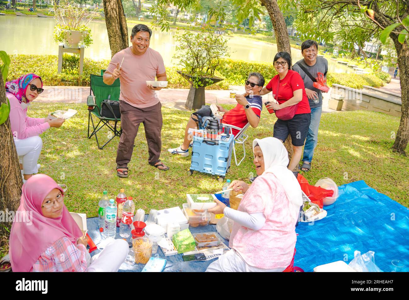 August 12, 2023. Jakarta, Indonesia. A group of people are having a ...