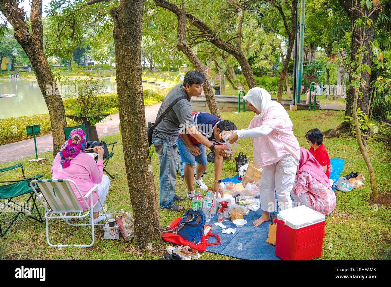 August 12, 2023. Jakarta, Indonesia. A group of people are having a ...