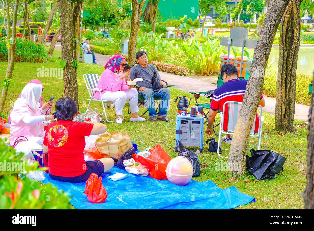 August 12, 2023. Jakarta, Indonesia. A group of people are having a ...