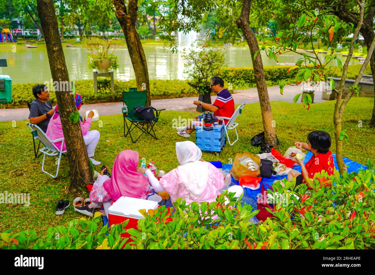 August 12, 2023. Jakarta, Indonesia. A group of people are having a ...