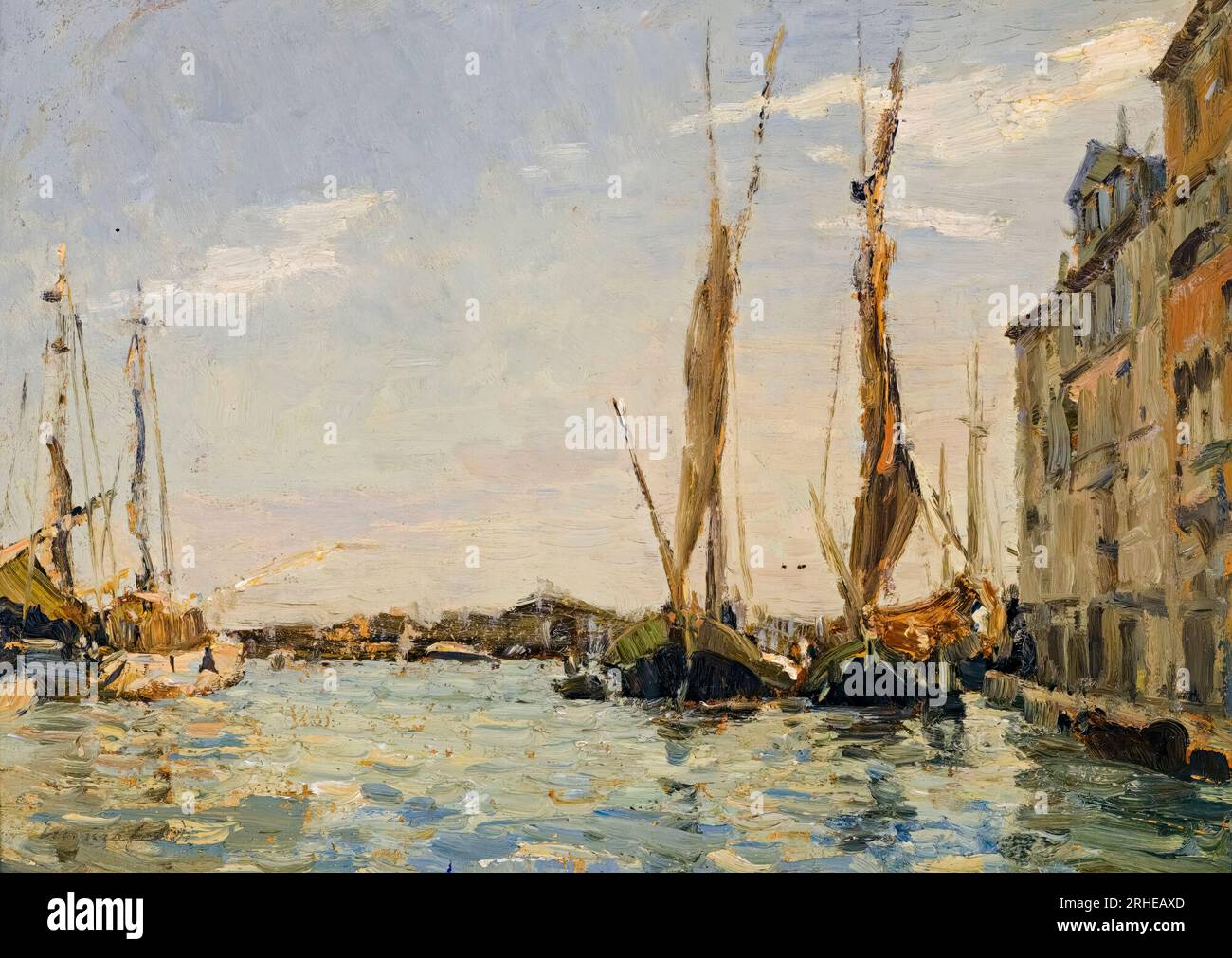 Emma Ciardi, Sailing boats, Venice, painting in oil on board, before ...