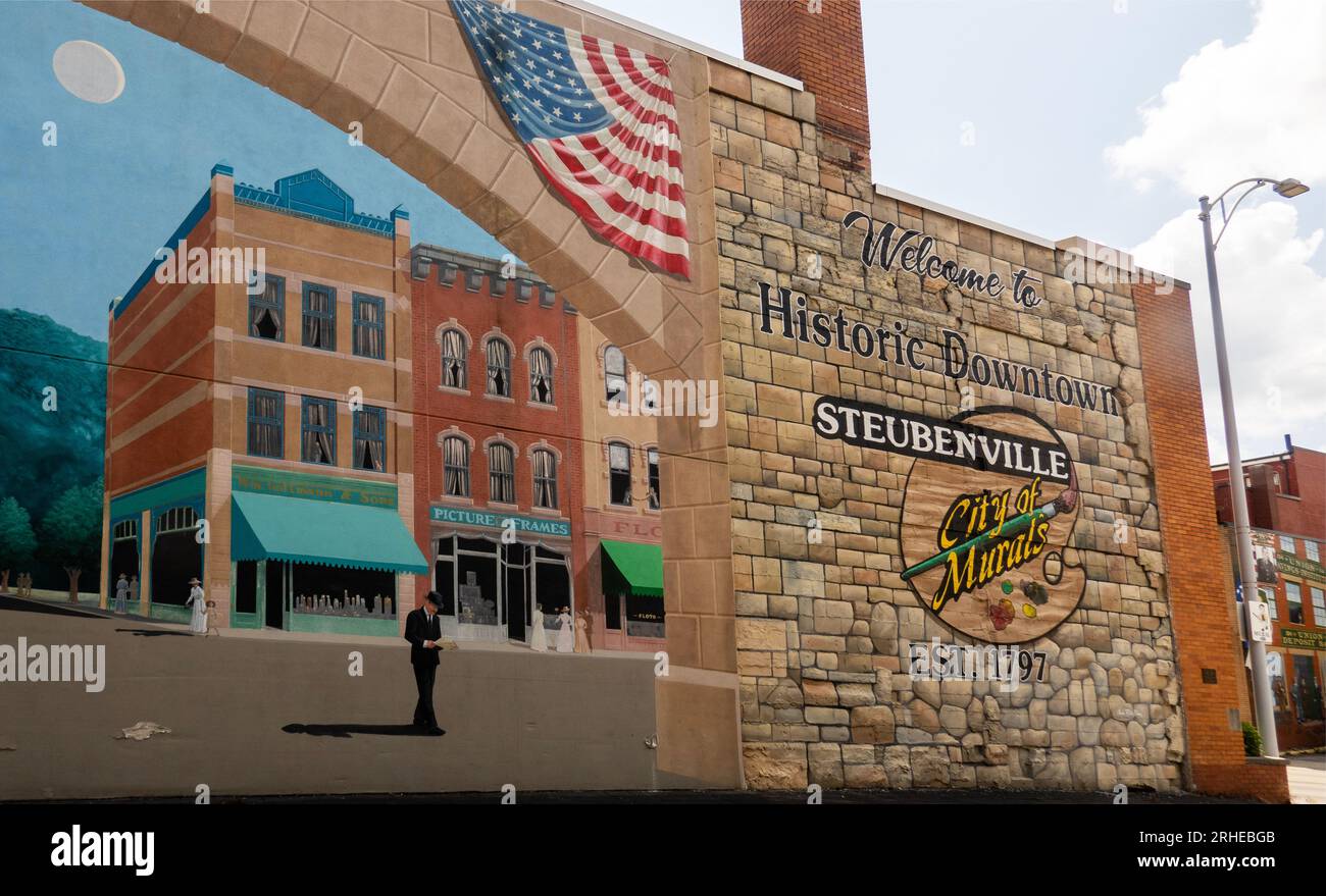 Welcome to historic downtown public wall mural stone city town hi-res ...