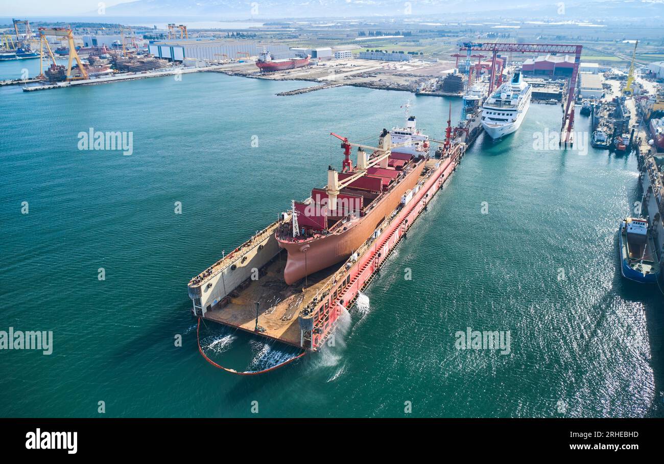 import export dock. cargo ships .beautiful cargo ship parking in port ...