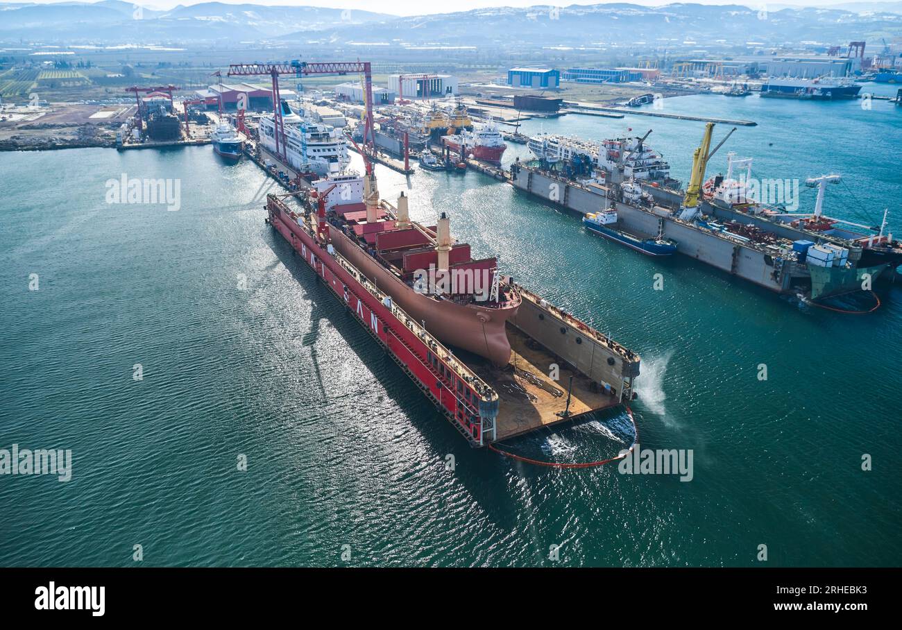 import export dock. cargo ships .beautiful cargo ship parking in port ...