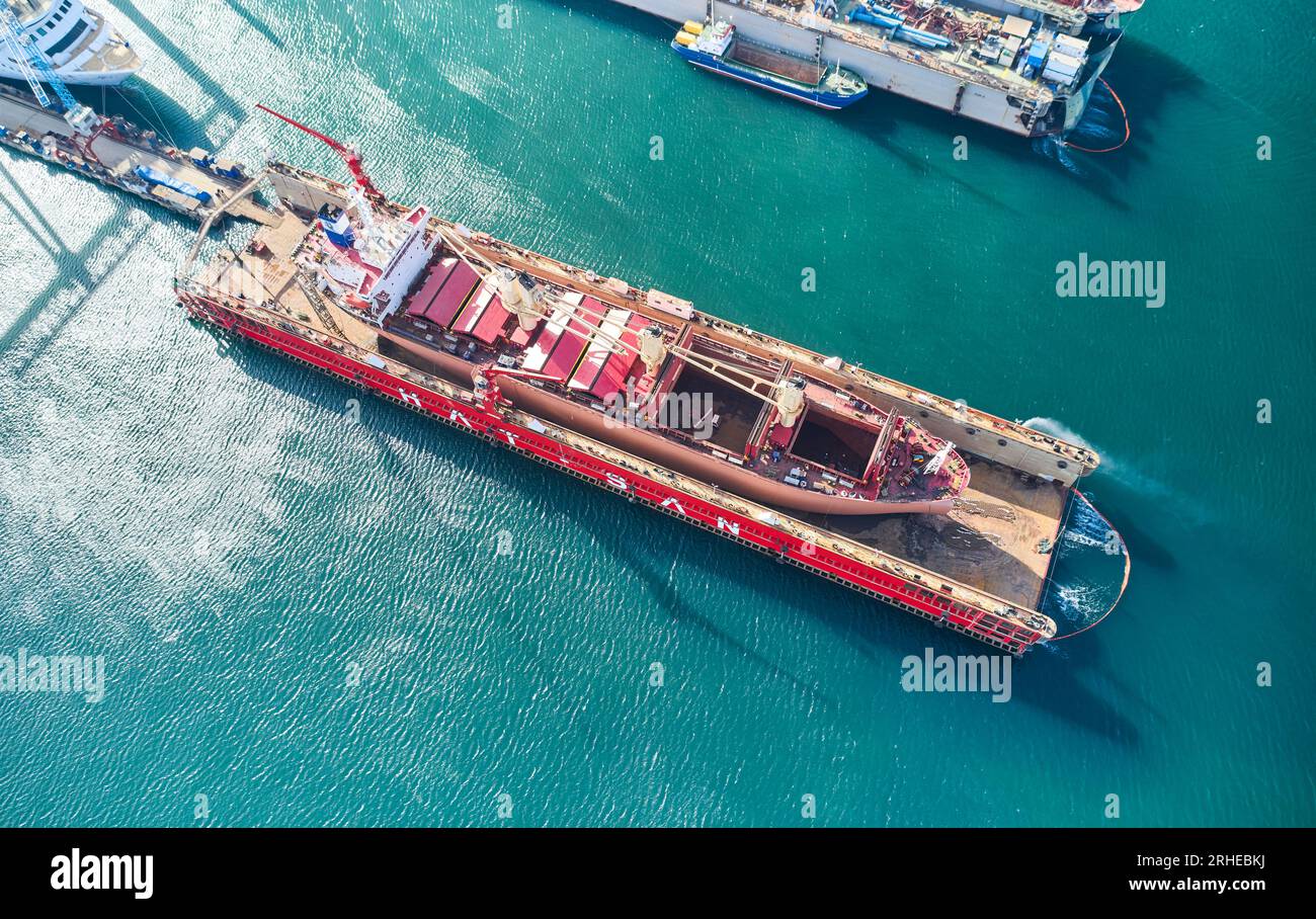 import export dock. cargo ships .beautiful cargo ship parking in port ...