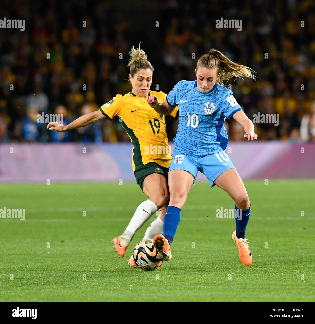Sydney, Australia. 16th August 2023. England's Ella Toone challenging ...