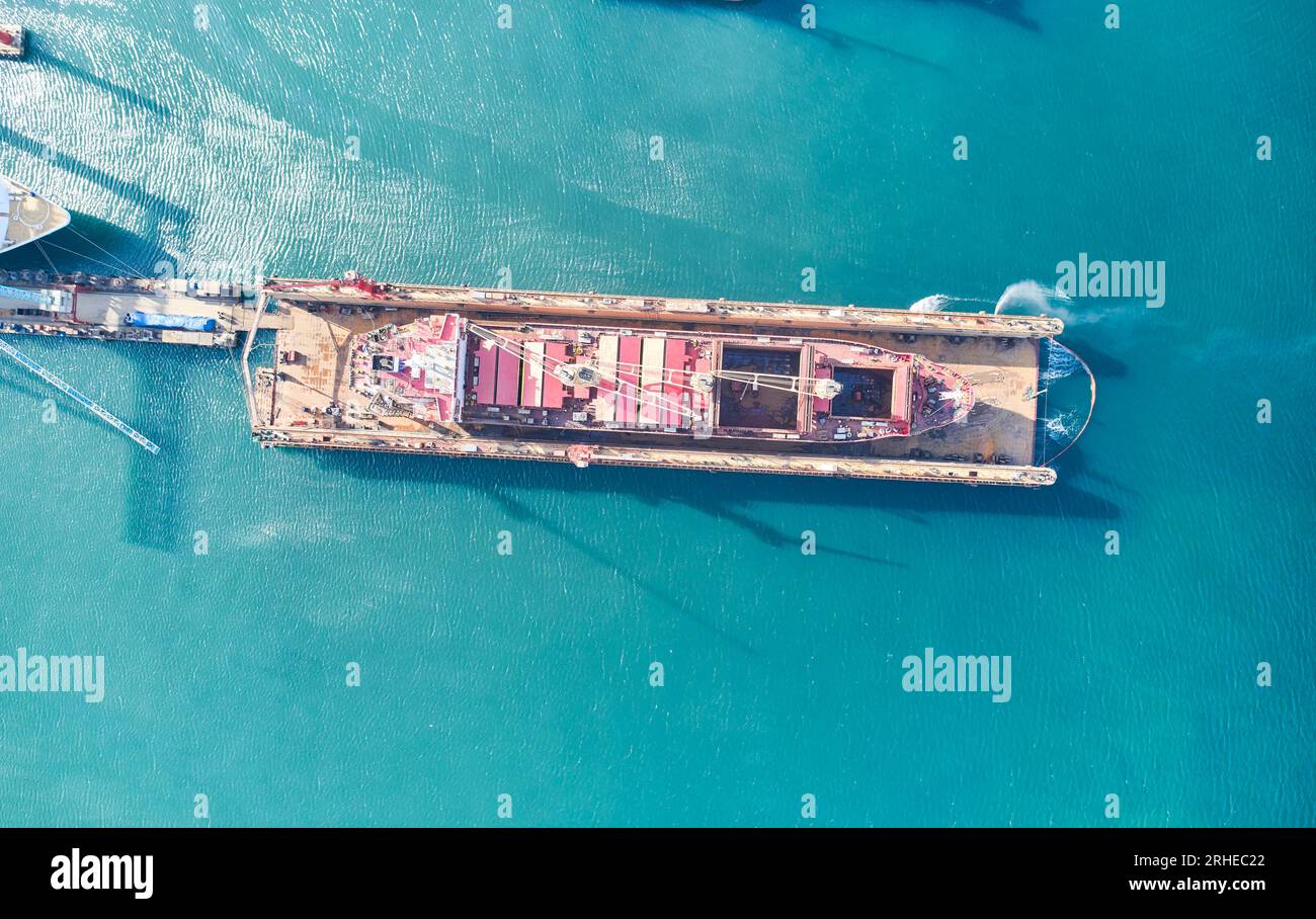 import export dock. cargo ships .beautiful cargo ship parking in port ...