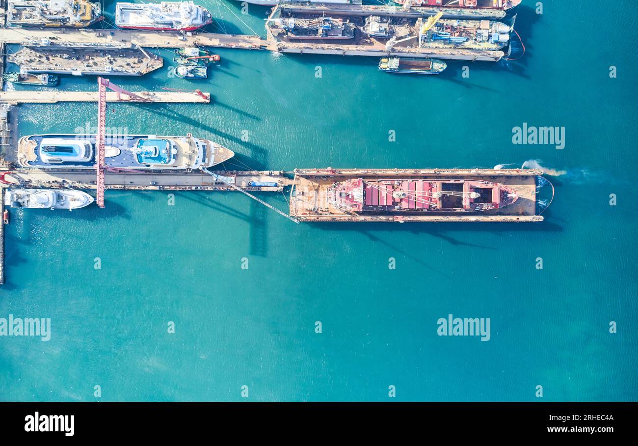 import export dock. cargo ships .beautiful cargo ship parking in port ...