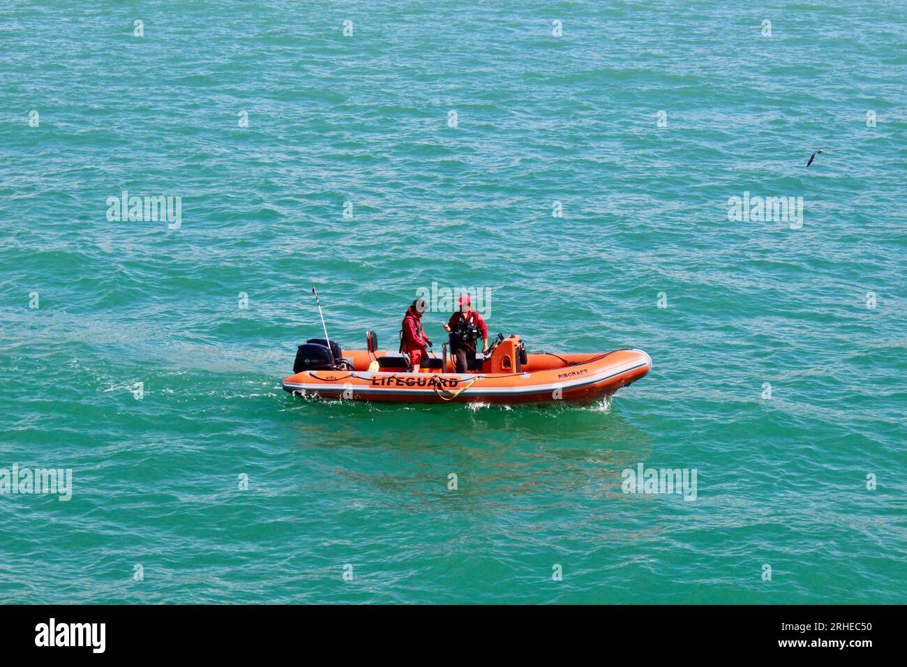 a lifeguard boat in the sea at brighton sussex england uk Stock Photo ...