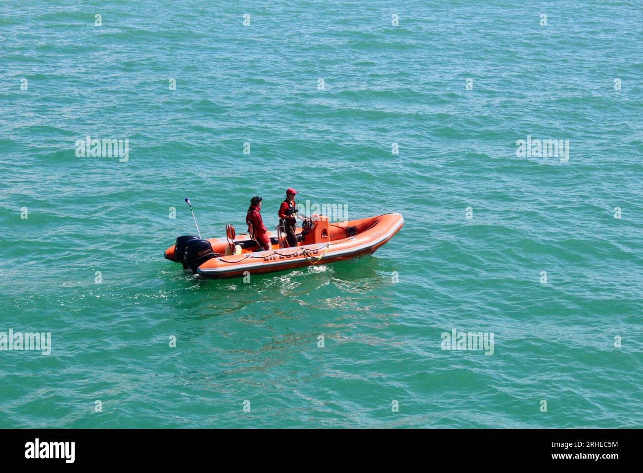 a lifeguard boat in the sea at brighton sussex england uk Stock Photo ...