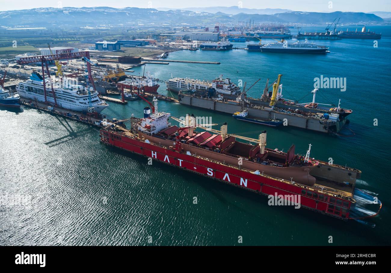 import export dock. cargo ships .beautiful cargo ship parking in port ...